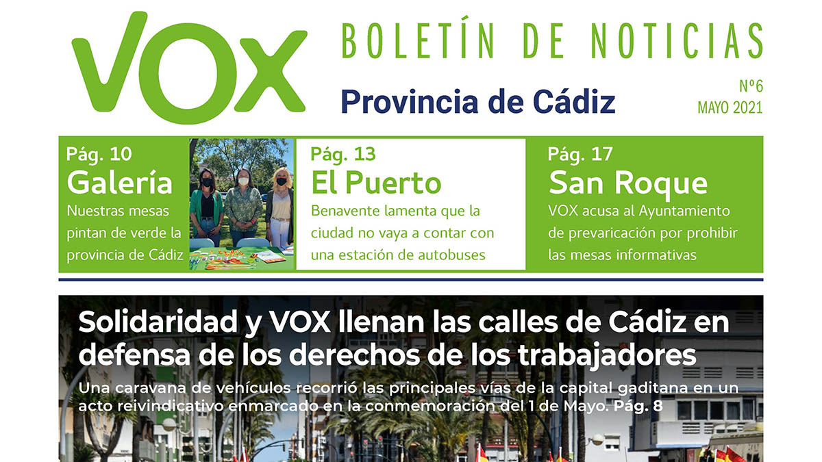 Nuevo número del boletín de noticias de la provincia de Cádiz - VOX