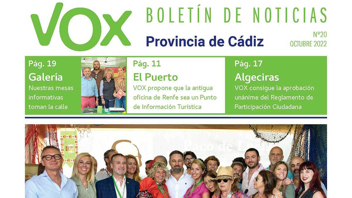 Nuevo número del boletín de noticias de la provincia de Cádiz - VOX